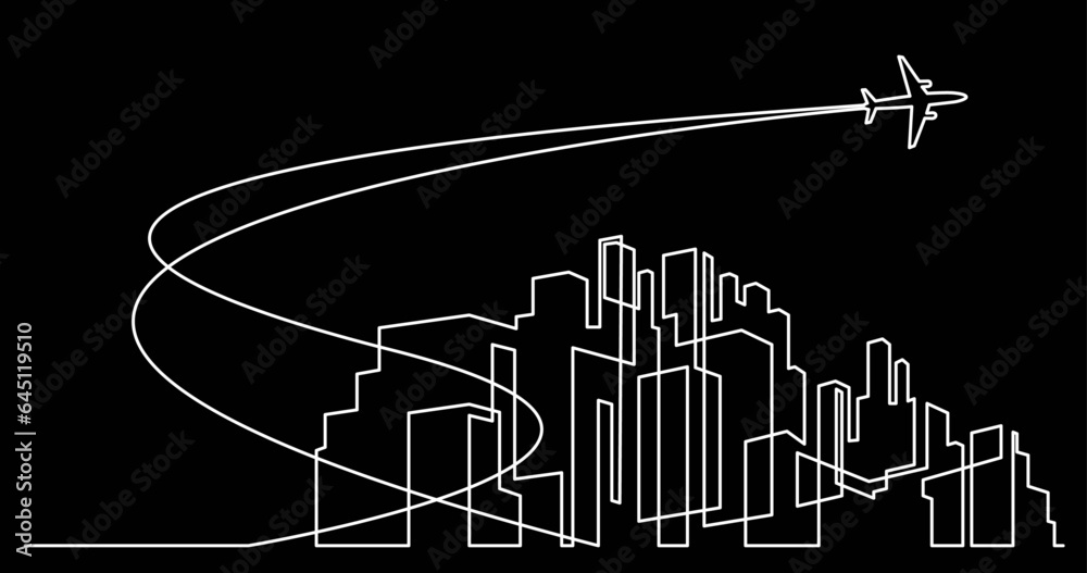 continuous line drawing vector illustration with FULLY EDITABLE STROKE ...