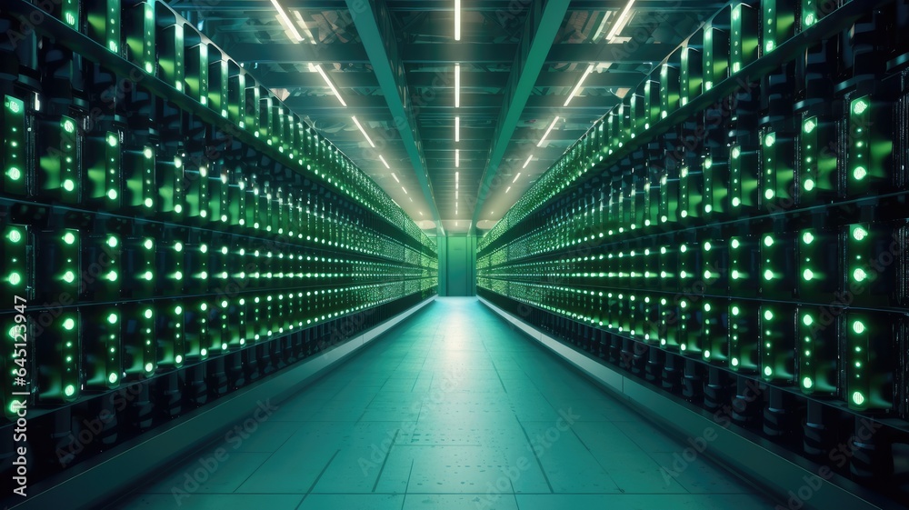 A battery array storing energy from renewable sources, highlighting ...