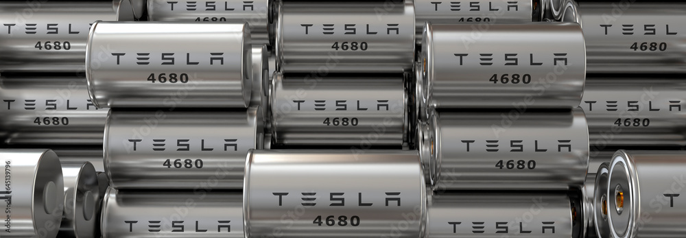 Lithium-ion Tesla Battery 4680, High-capacity accumulator cell modules ...