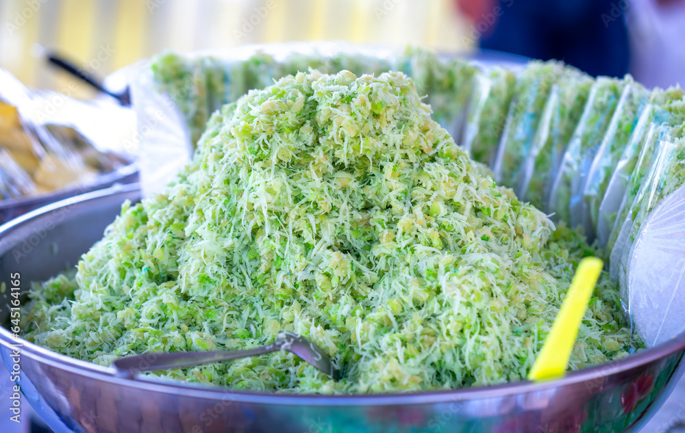 Green rice flakes (Com in Vietnamese). Com is freshly harvested sticky ...