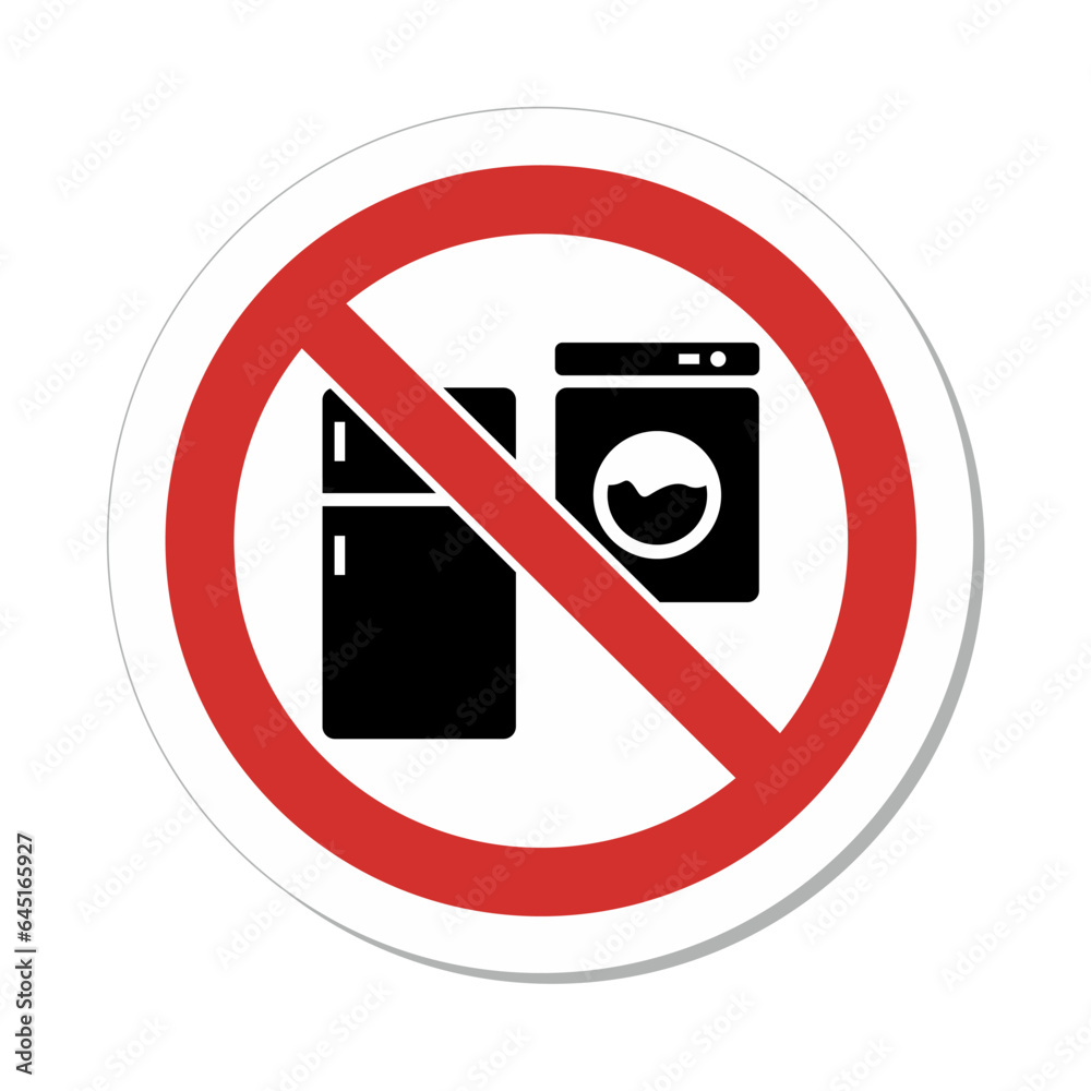 ISO Prohibition Circular Sign: No Fridge and Washing Machine Symbol ...