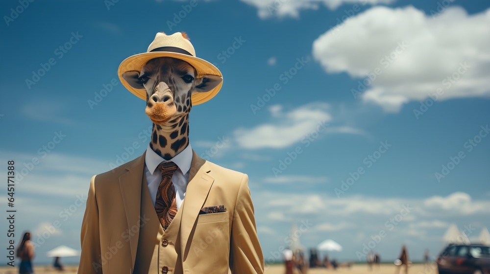 Classy Longneck: Elegance Elevated, A Giraffe Showcases a Perfectly ...