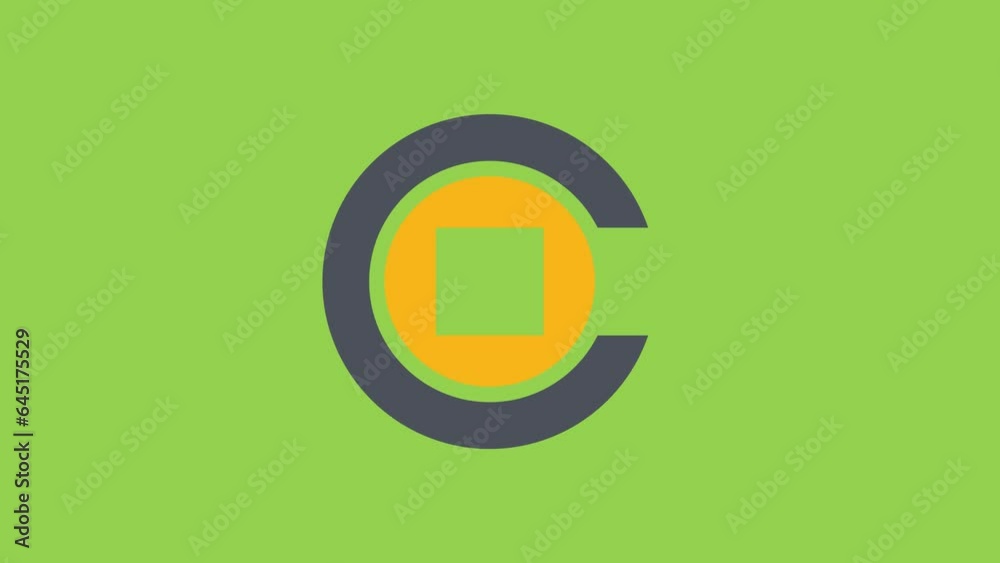 Letter c coin money logo animation on green screen background Stock ...