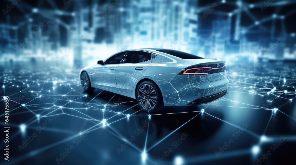 AI Generating picture of a futuristic electric car with a holographic ...