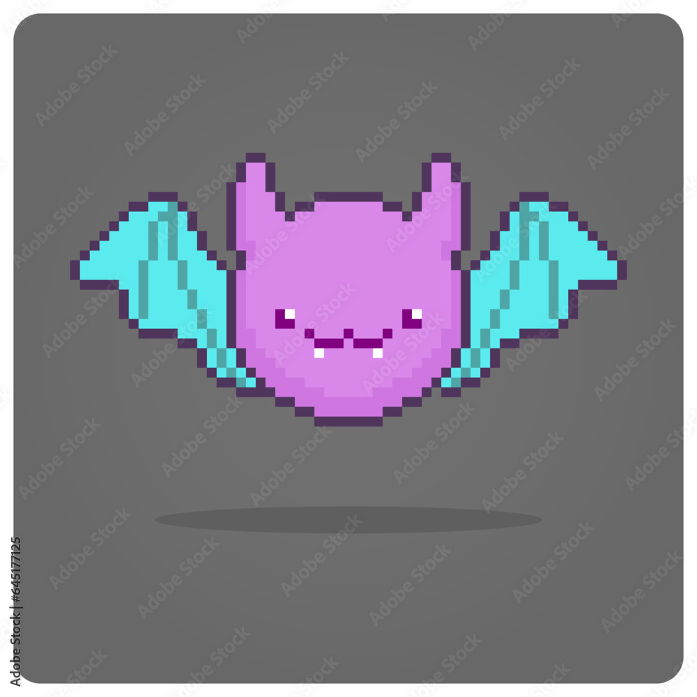 Bat in 8 bit pixel art. Pixel animals for game assets in vector ...