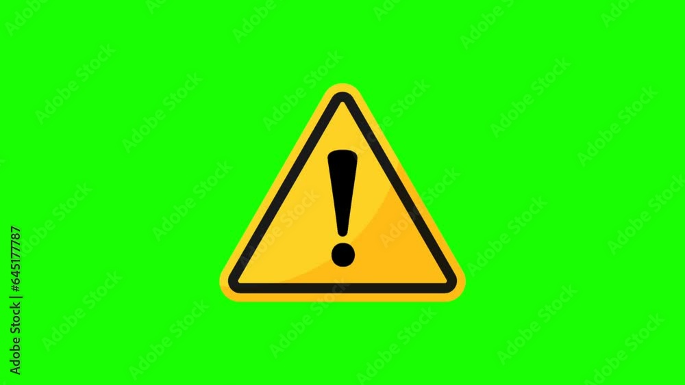 Animated warning signs of high voltage hazard isolated on green screen ...