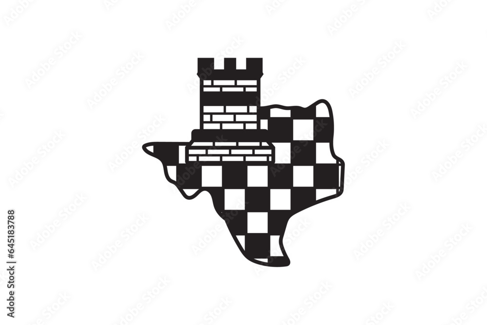 texas chess castle logo design template in black and white color ...