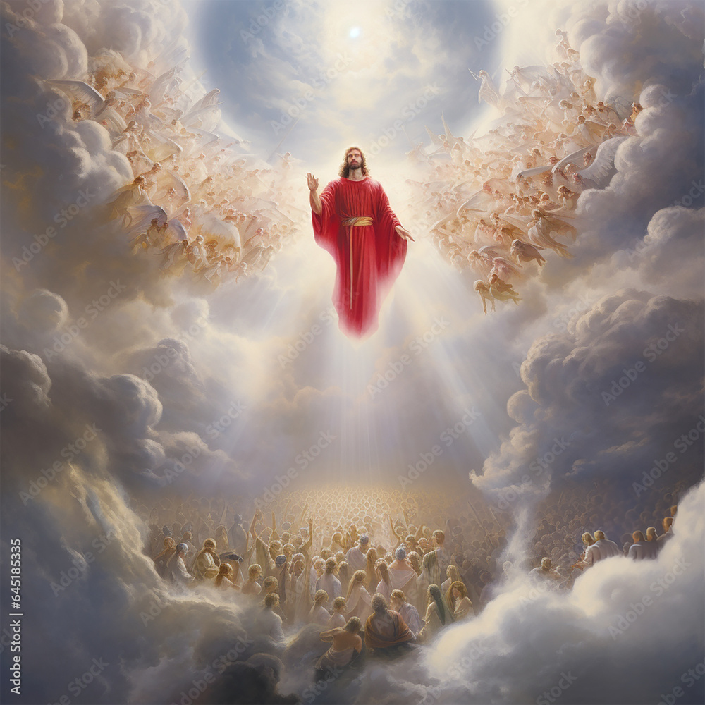 Second Coming of Jesus Christ, Dressed in a Red Robe Stock Illustration ...