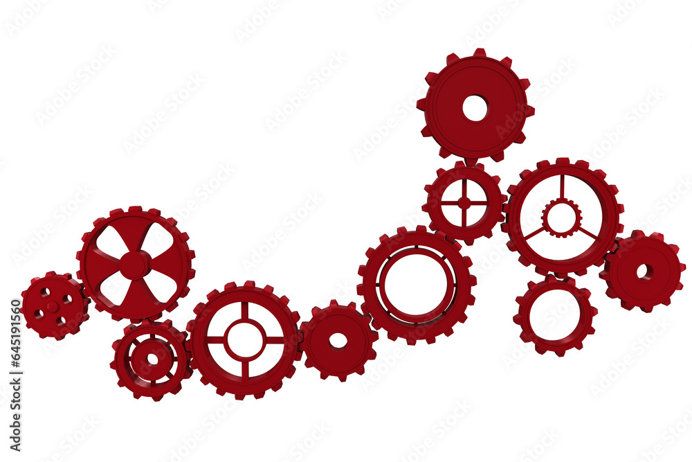 Digital png illustration of interlinked red cogs on transparent ...