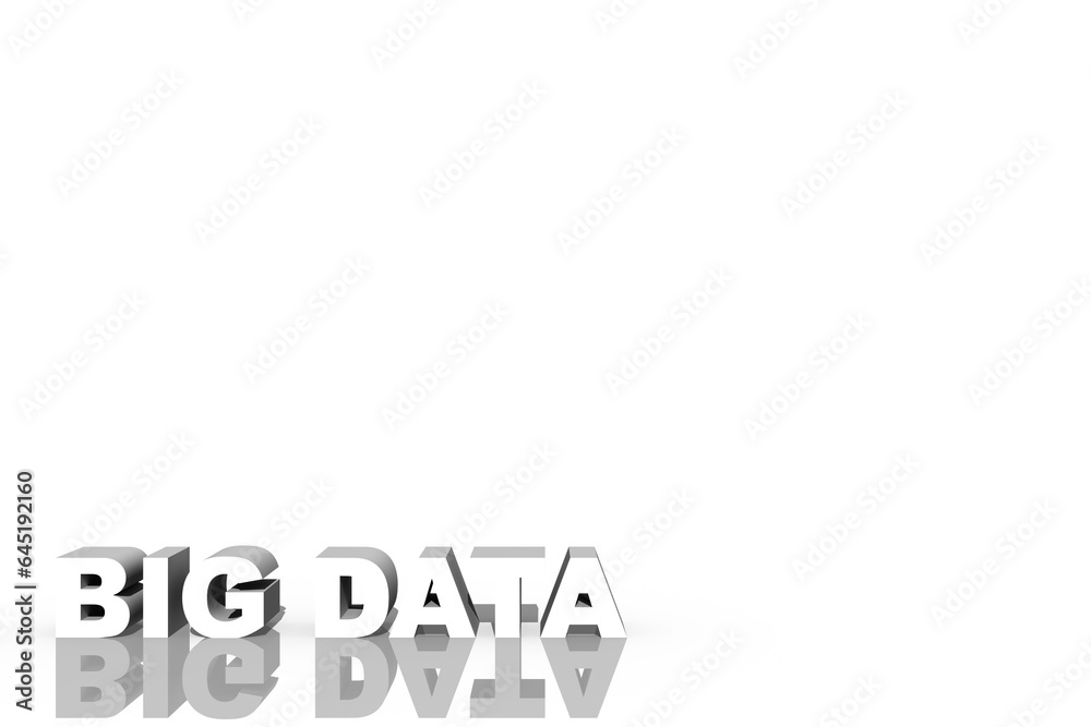 Digital png illustration of big data text in white and reflection on ...