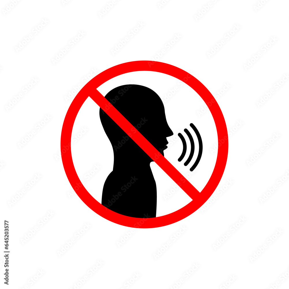Keep Quiet, Keep Silent please sign. Crossed person talking, Shhh icon ...
