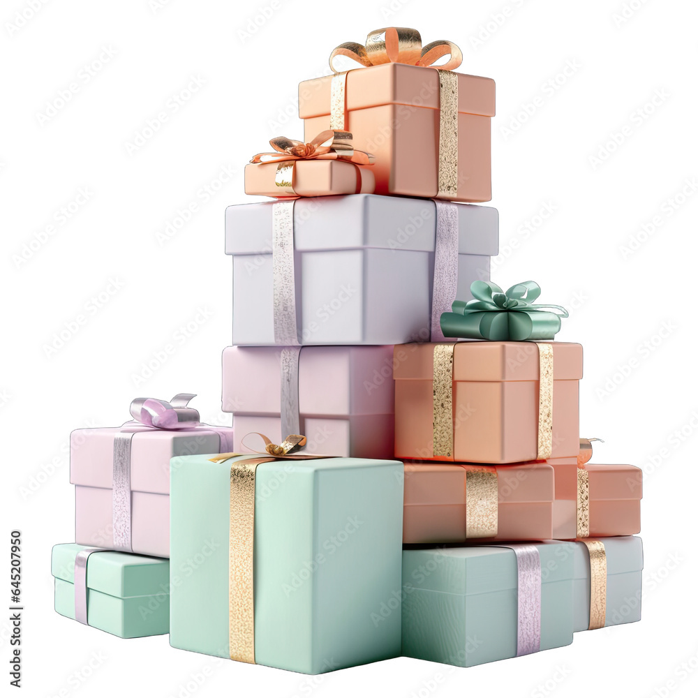 Premium Gift Box Stacked Pastel Tones On a Transparent Background Png ...