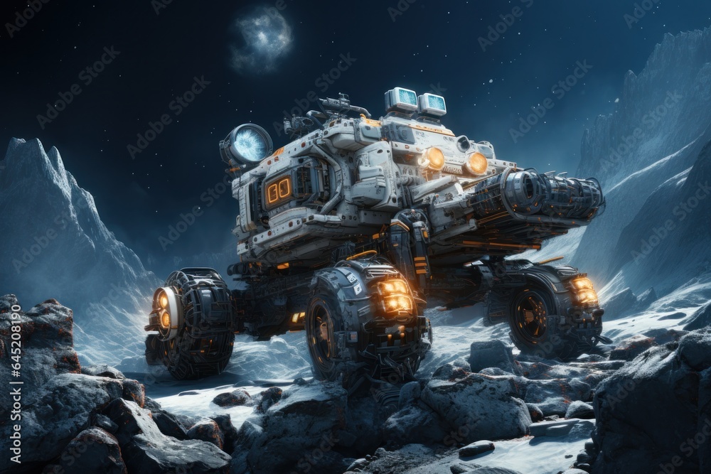 Rover space auto mobil robot generate with Ai. Stock Illustration ...