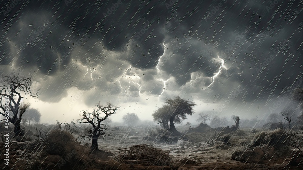 Hailstones descending rapidly from the heavens. The impact of hail ...