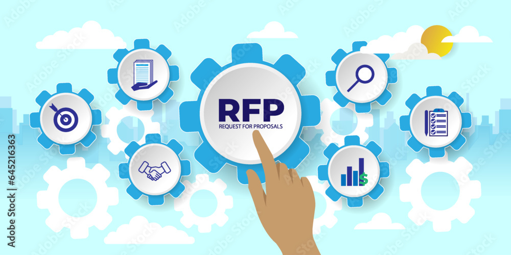 RFP, request for proposal concept With icons. Cartoon Vector People ...