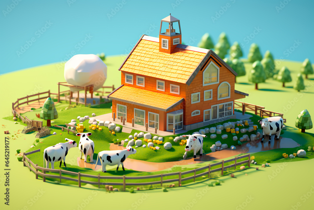 Cartoon cows on the farm. Cattle breeding game Stock Illustration ...