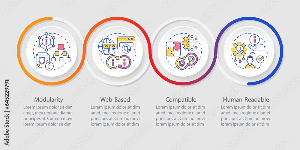 2D health interoperability resources vector infographics template, data ...