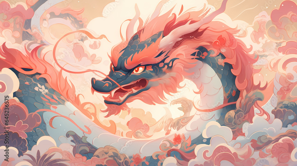 Chinese mythological dragon, theme illustration of the Year of the ...