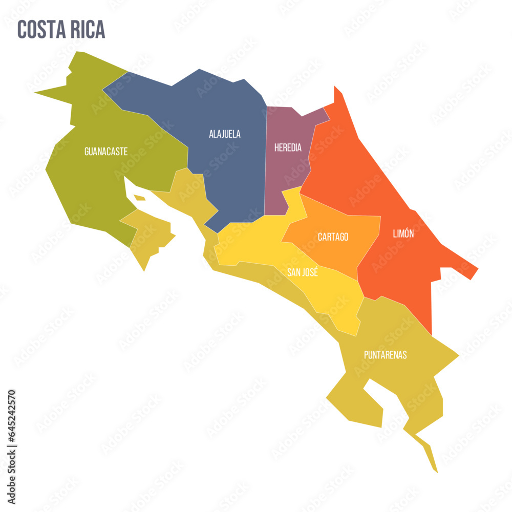 Costa Rica political map of administrative divisions - provinces ...