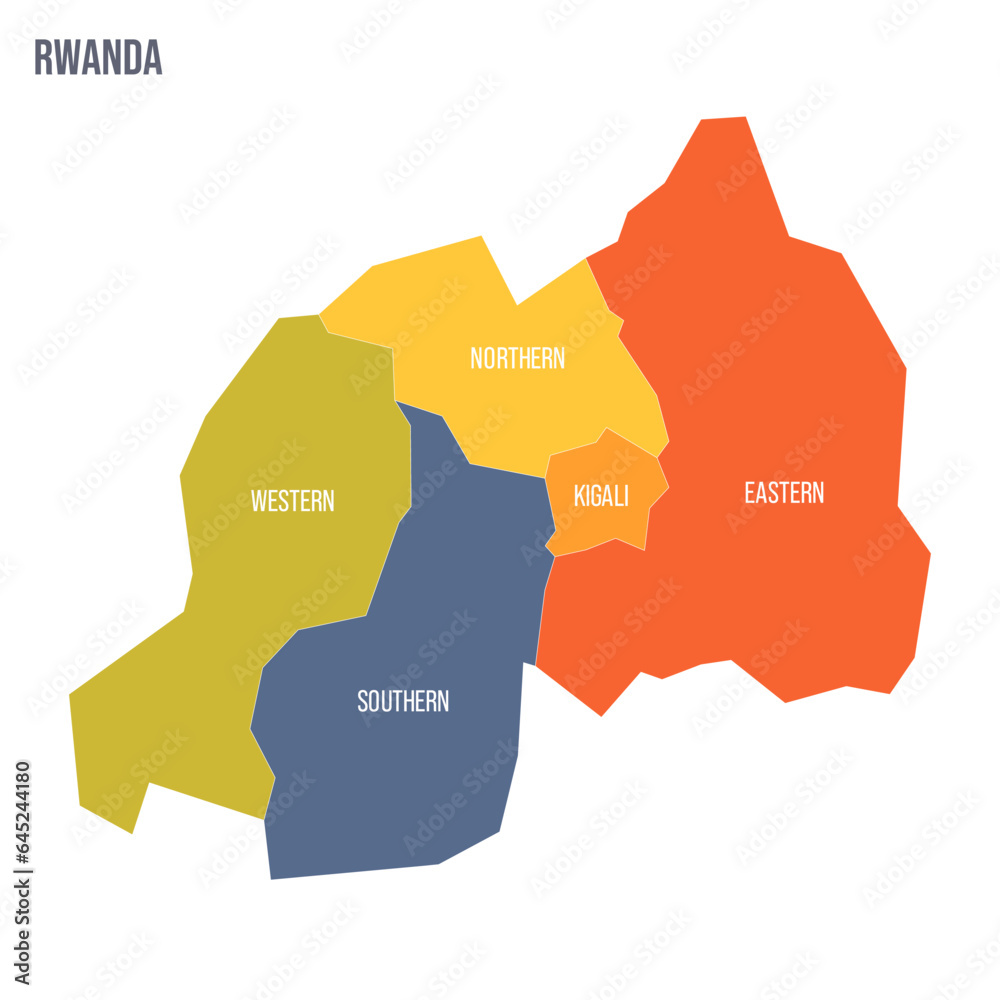 Rwanda political map of administrative divisions - provinces. Colorful ...