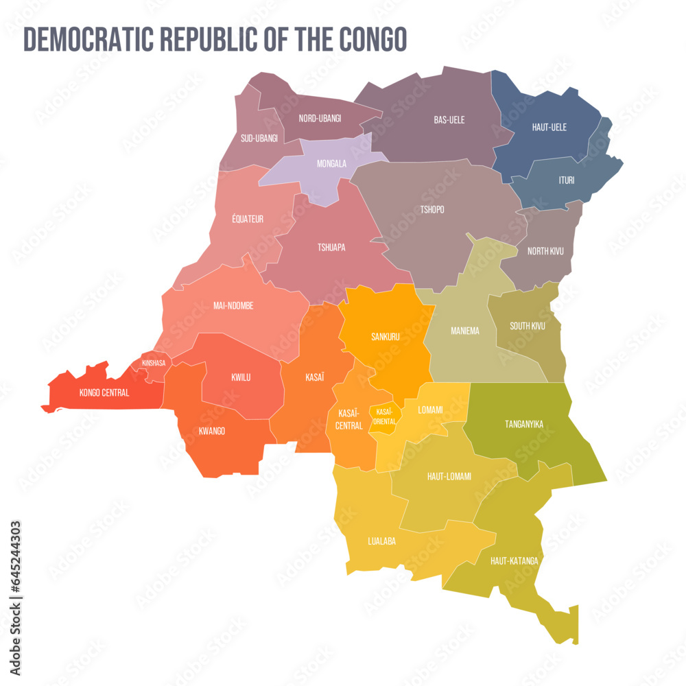 Democratic Republic of the Congo political map of administrative ...