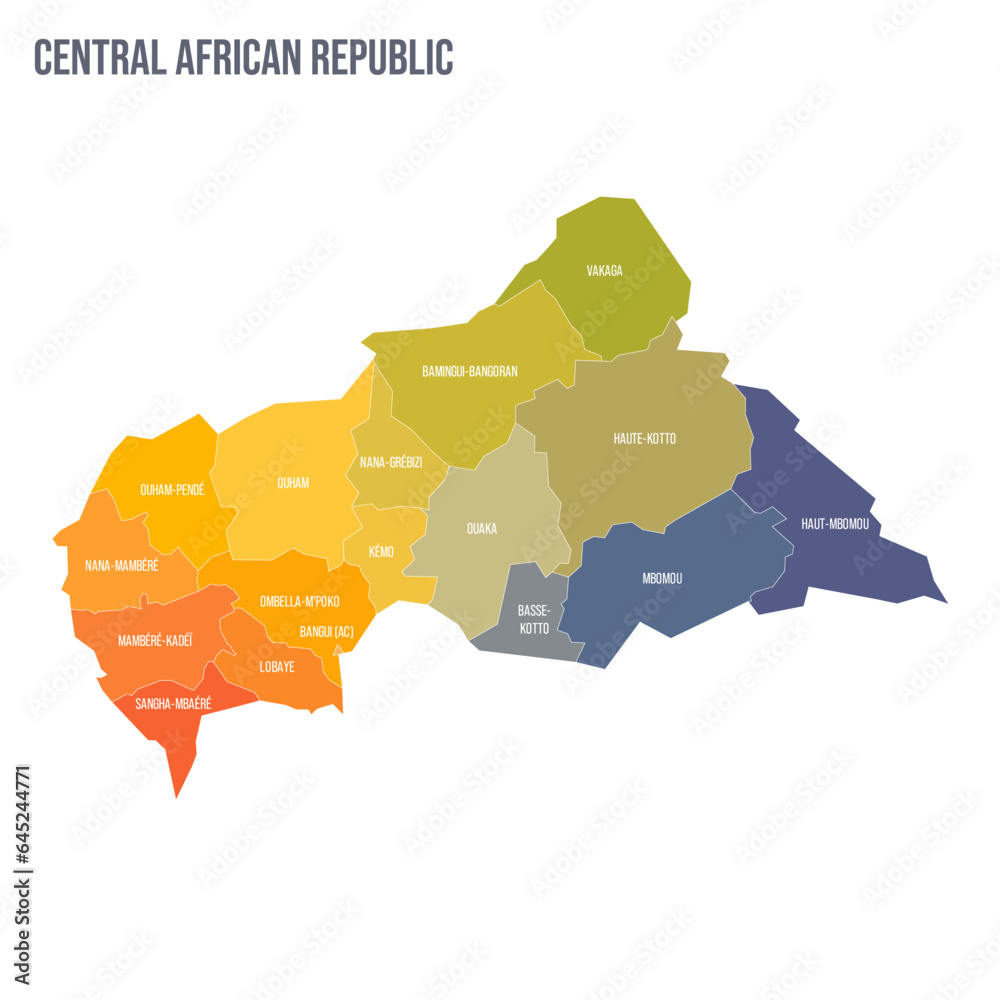 Central African Republic political map of administrative divisions ...