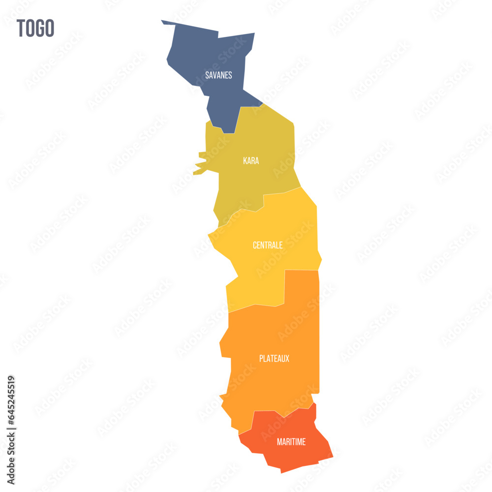 Vecteur Stock Togo political map of administrative divisions - regions ...