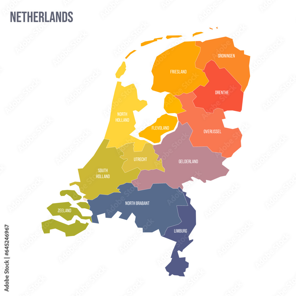 Netherlands political map of administrative divisions - provinces ...