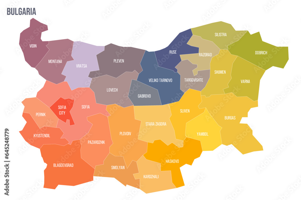 Bulgaria political map of administrative divisions - provinces and ...