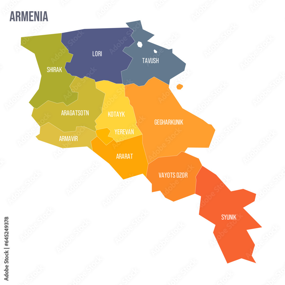 Armenia political map of administrative divisions - provinces and ...