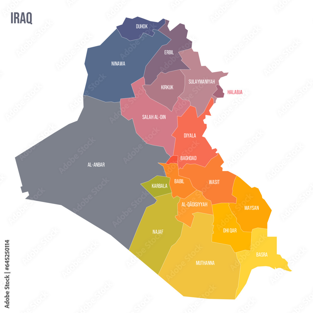 Iraq political map of administrative divisions - governorates and ...
