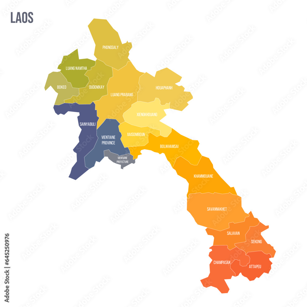 Laos political map of administrative divisions - provinces and ...