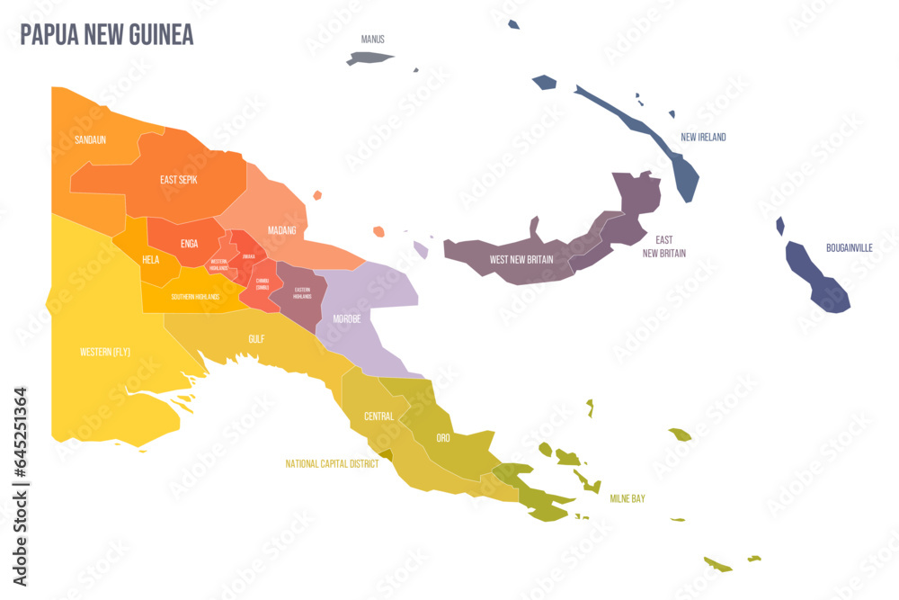Poster Papua New Guinea political map of administrative divisions ...