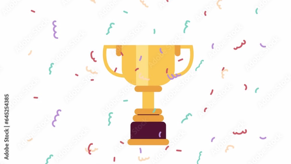 Confetti cup winning 2D animation. Awards and achievements 4K video ...