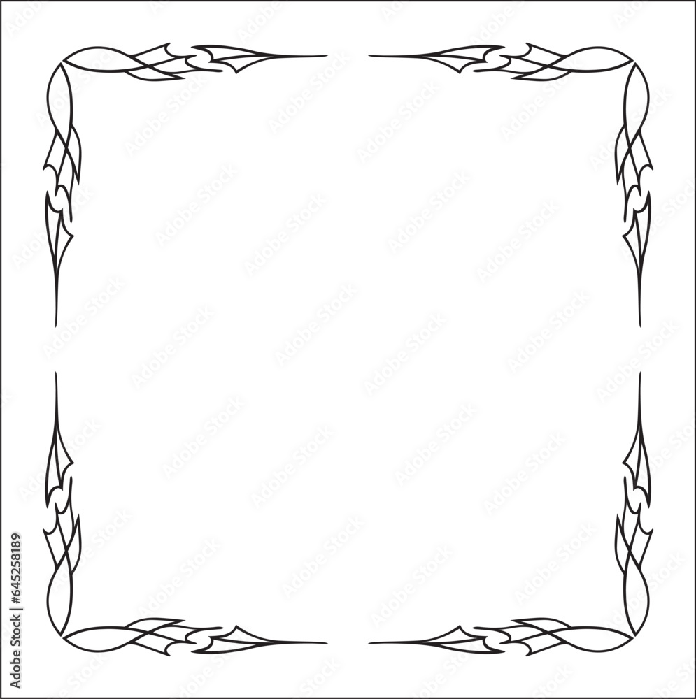 Elegant pointy black and white monochrome ornamental border for ...