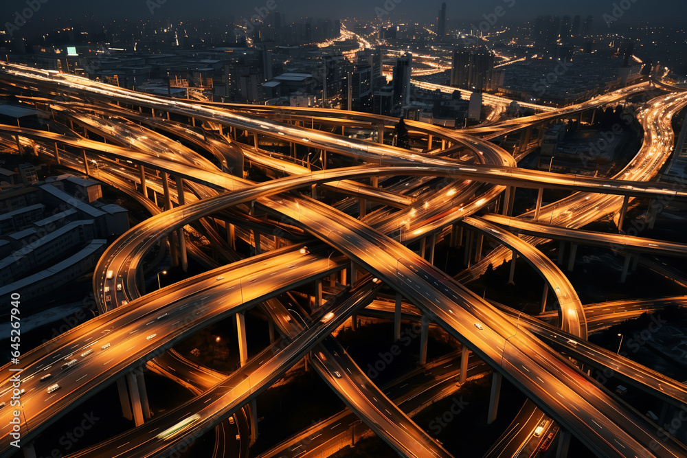 From a drone's eye view, a complex network of roads and highways ...