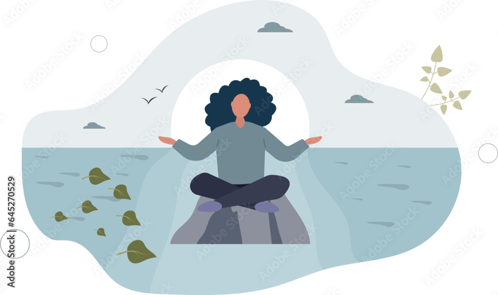 Mindfulness meditation, mental peace and yoga in nature.Calm balance ...