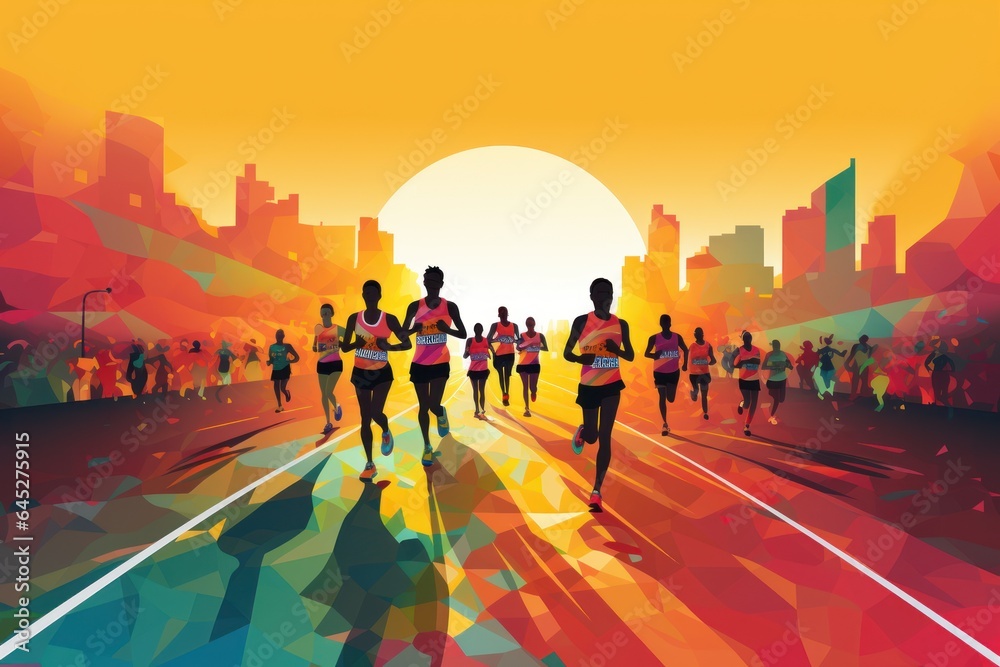 Colorful Running marathon poster, people run, colorful poster. Vector ...
