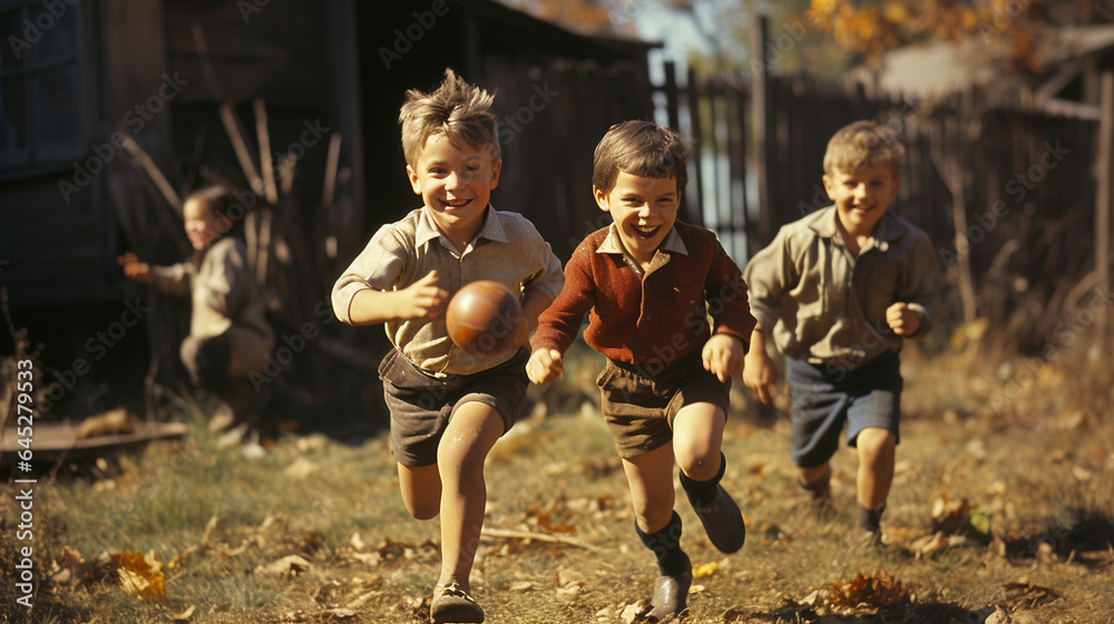 A delightful snapshot of children playing a friendly game of touch ...
