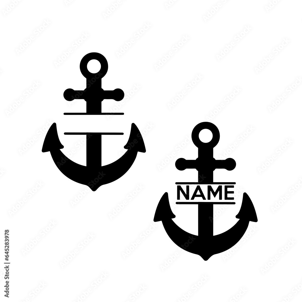 Anchor Split Frame Svg, Nautical Svg, Marine Svg, Boat Anchor Name ...