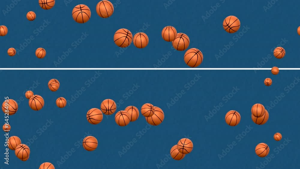 Basketball Ball Bounce Background (on blue court) LOOP-TILE. This ...