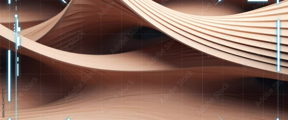 Anamorphic video abstract of wooden pattern, twisted shape ...