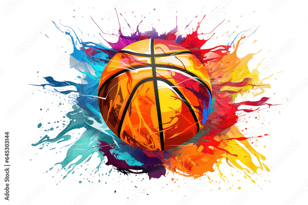 basketball color splash isolated on white Stock Illustration | Adobe Stock