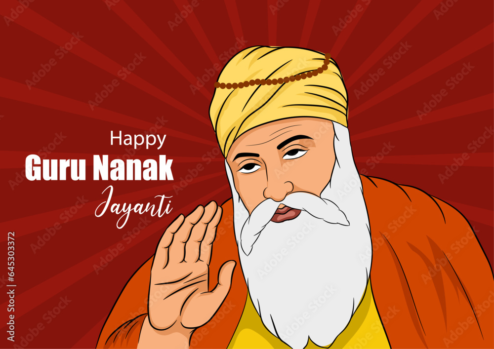 Vector illustration poster of Happy Gurpurab, Guru Nanak Jayanti ...