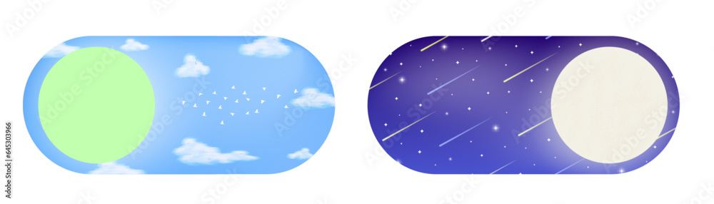Day and Night Toggle Switch Concept. Sun and Moon buttons. AM and PM ...
