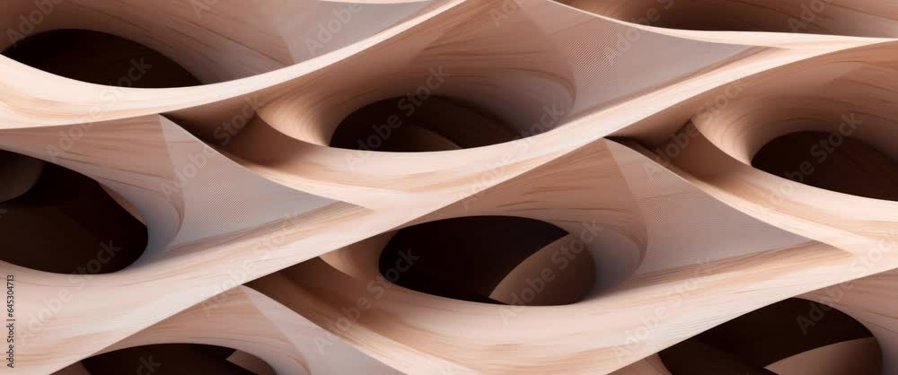 Anamorphic video abstract of wooden pattern, twisted shape ...
