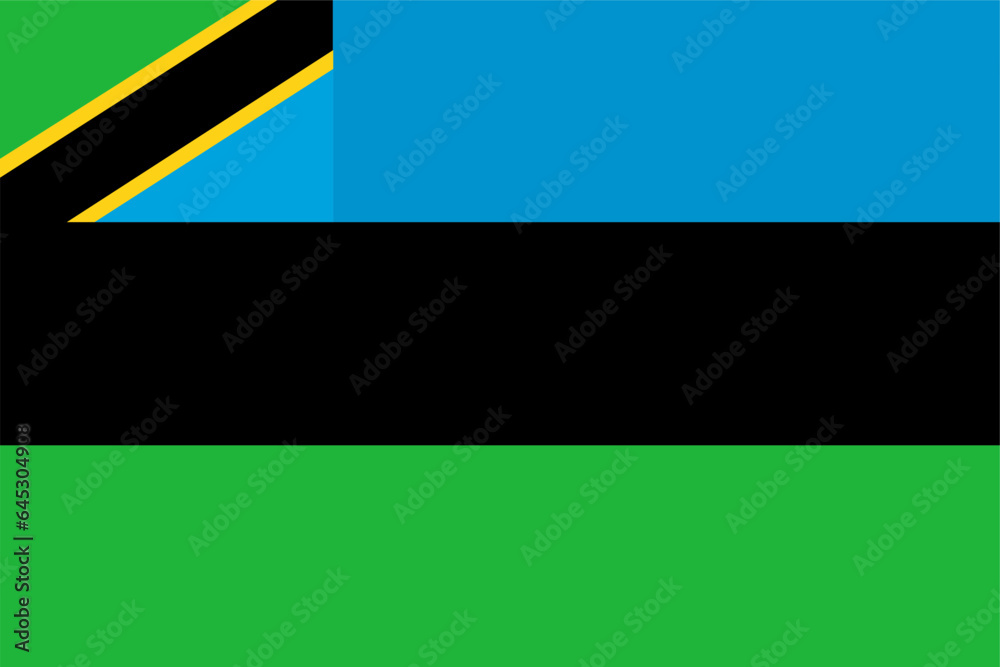 Zanzibar flag vector illustration isolated on background. Zanzibar symbol, part of Tanzania ...