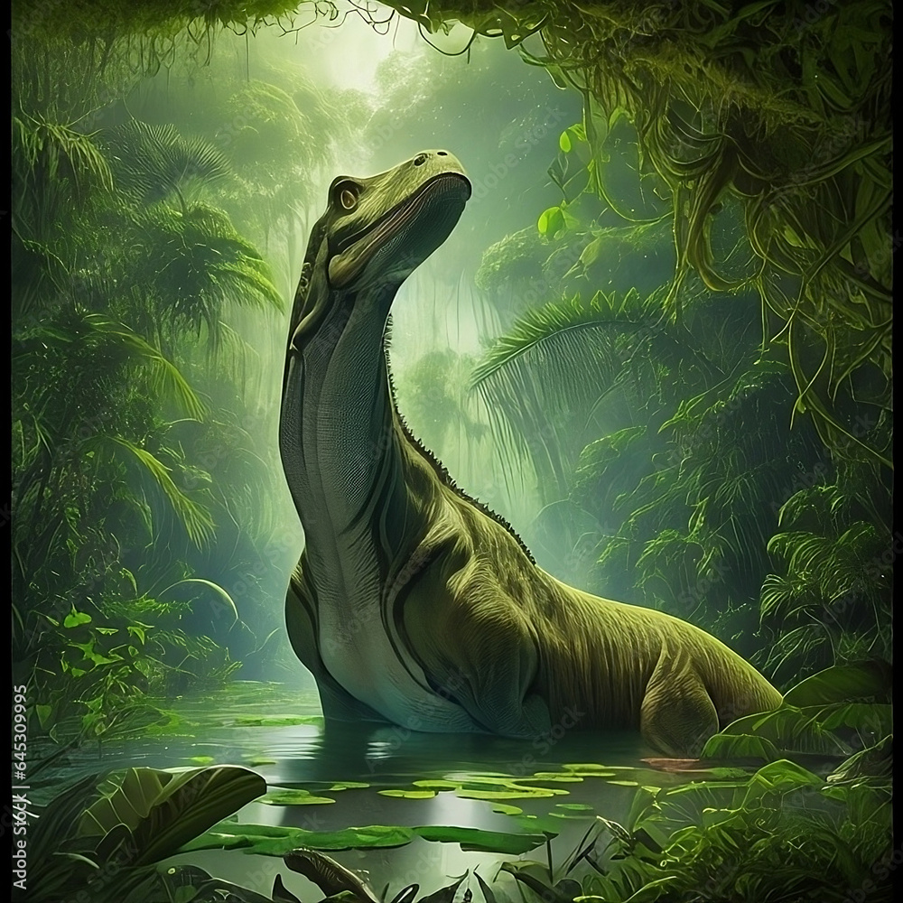 A type of reptile in the forest(Color pencil drawing: the neck of a ...