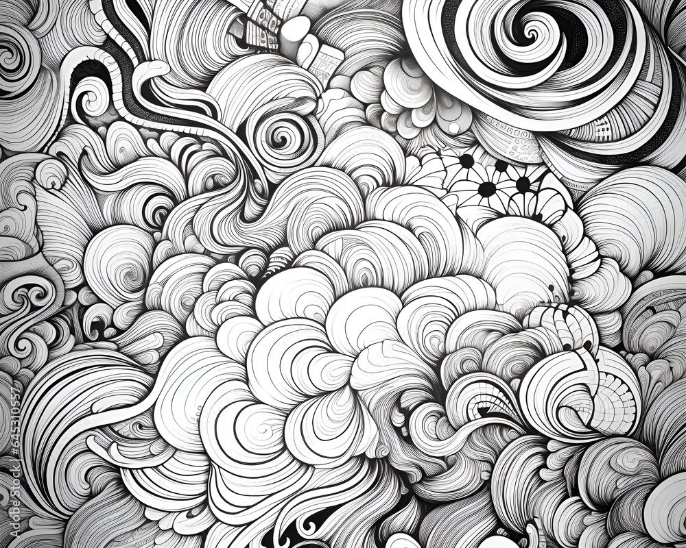 Seamless pattern in style zentangle (ethnic, doodle). Zentangle wave ...
