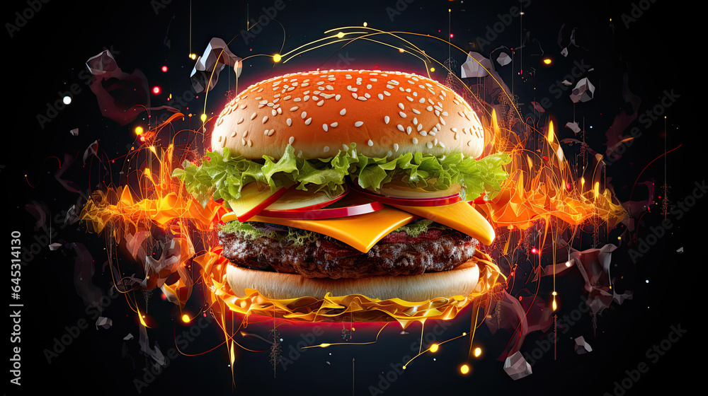 AI Generated. AI Generative. Fast food hamburger burger cheeseburger ...
